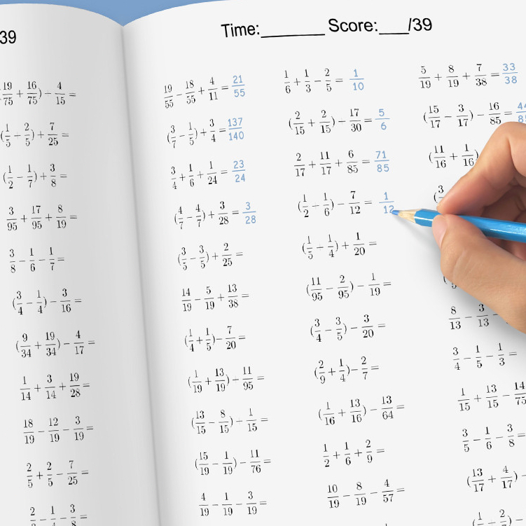 Fractions Workbook for kid Maths Addition & Subtraction Students ...