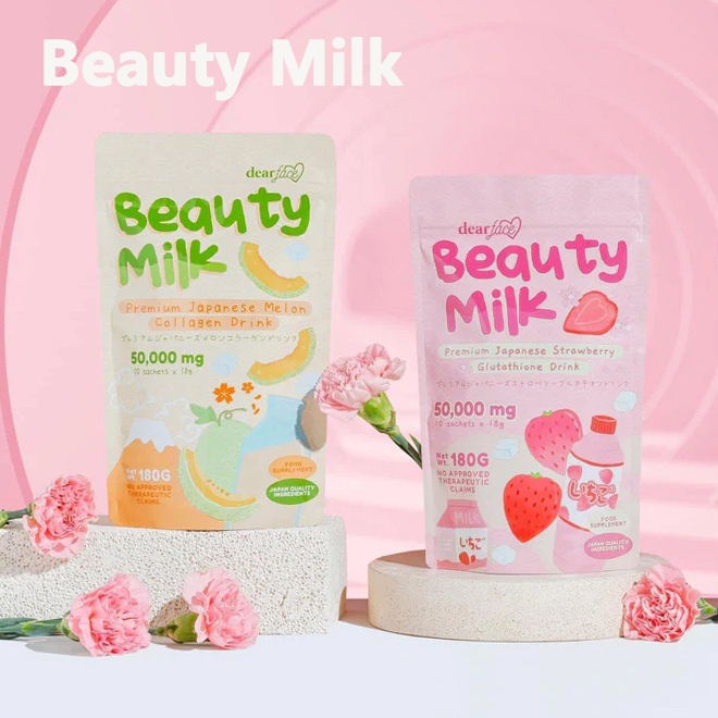 Dear Face Collagen Drink Beauty Milk Melon Strawberry Mango Lychee ...