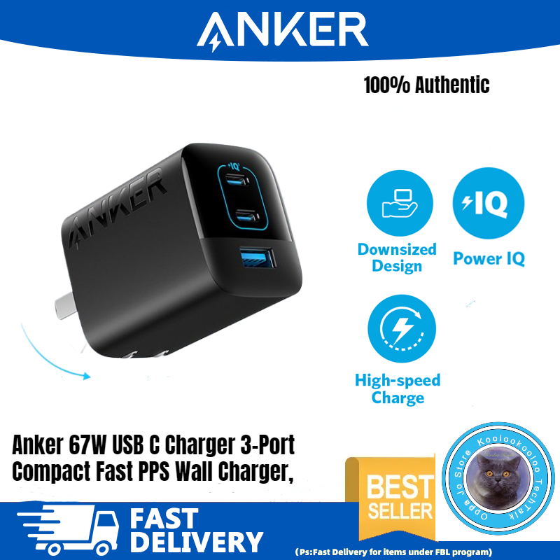 Anker 336 Prime 67W GaN Wall Charger 3 Port PIQ 3.0 Compact and ...