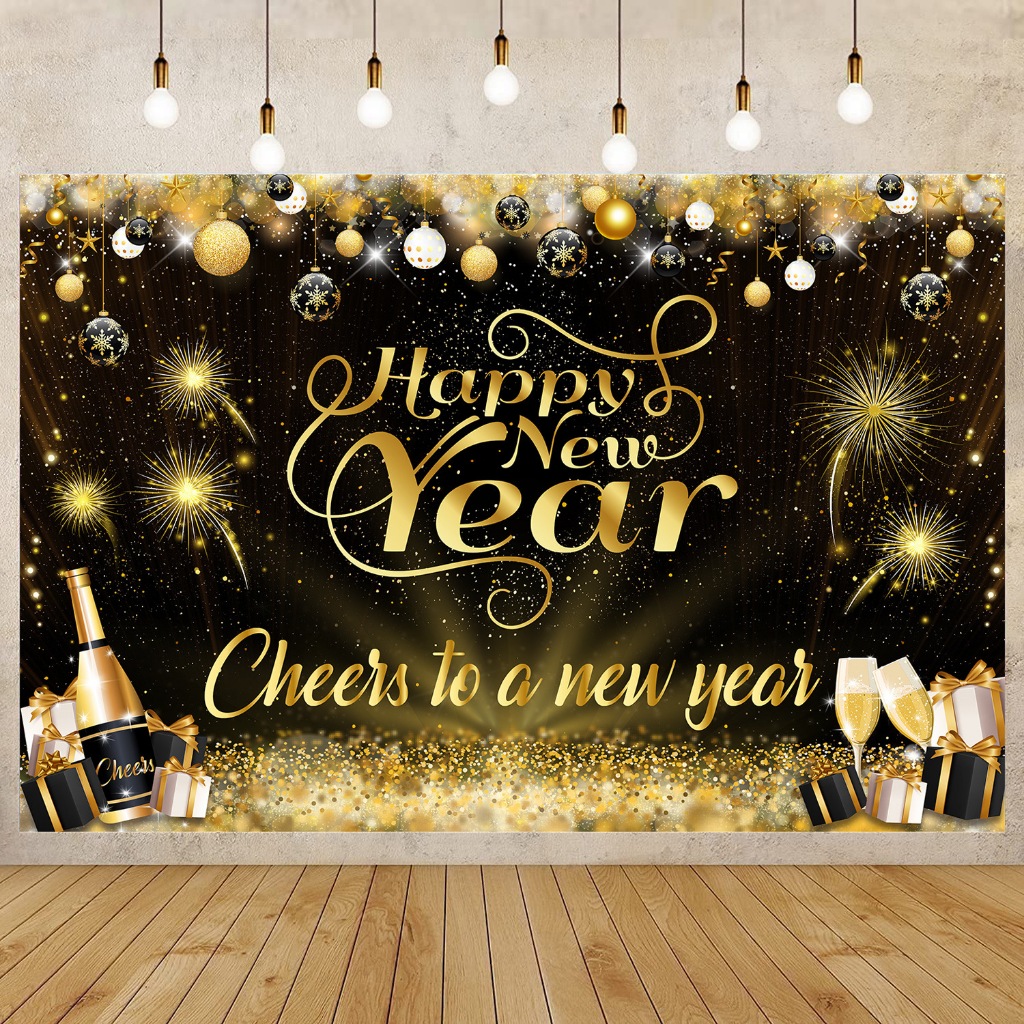 5x3ft Happy New Year Party Backdrop Cheers to the New Year Banner for ...
