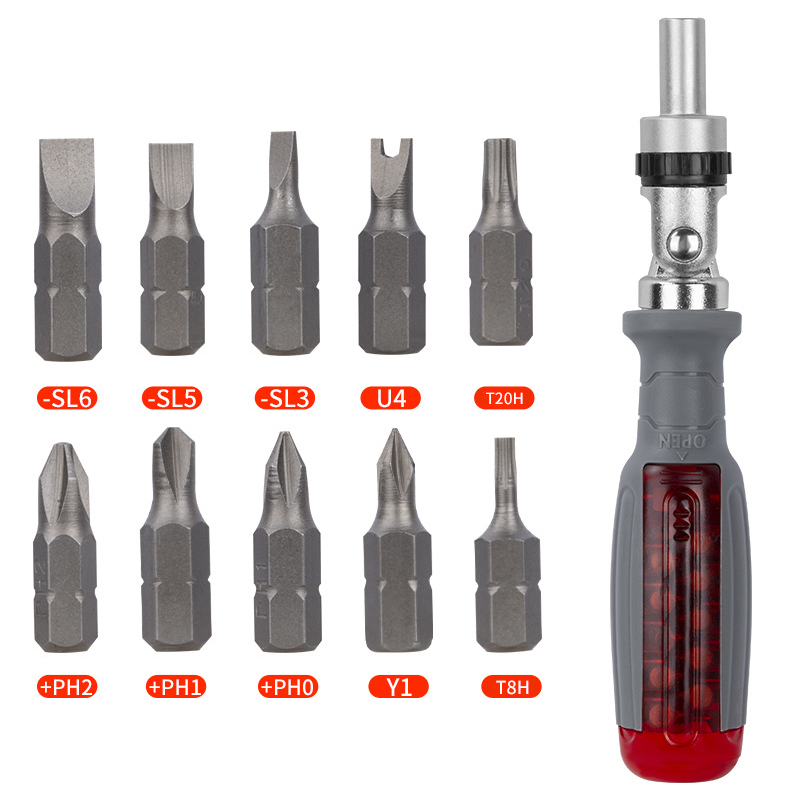 11 In 1 Multi Angle Bidirectional Ratchet Screwdriver Set Foldable ...