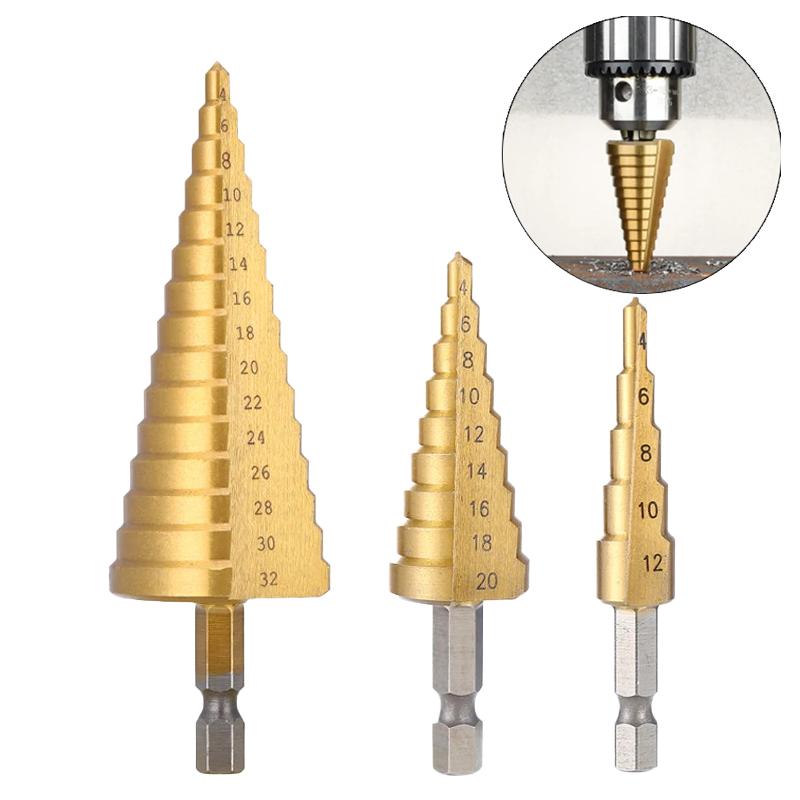 Hexagonal Handle Straight Groove Pagoda Drill Bearing Steel Titanium ...