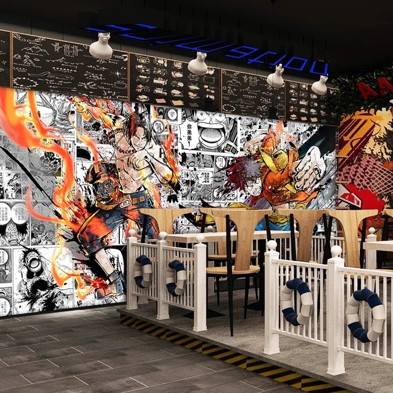 Anime Wallpaper One Piece Theme Hotel Bedroom Wall Decoration Wallpaper ...