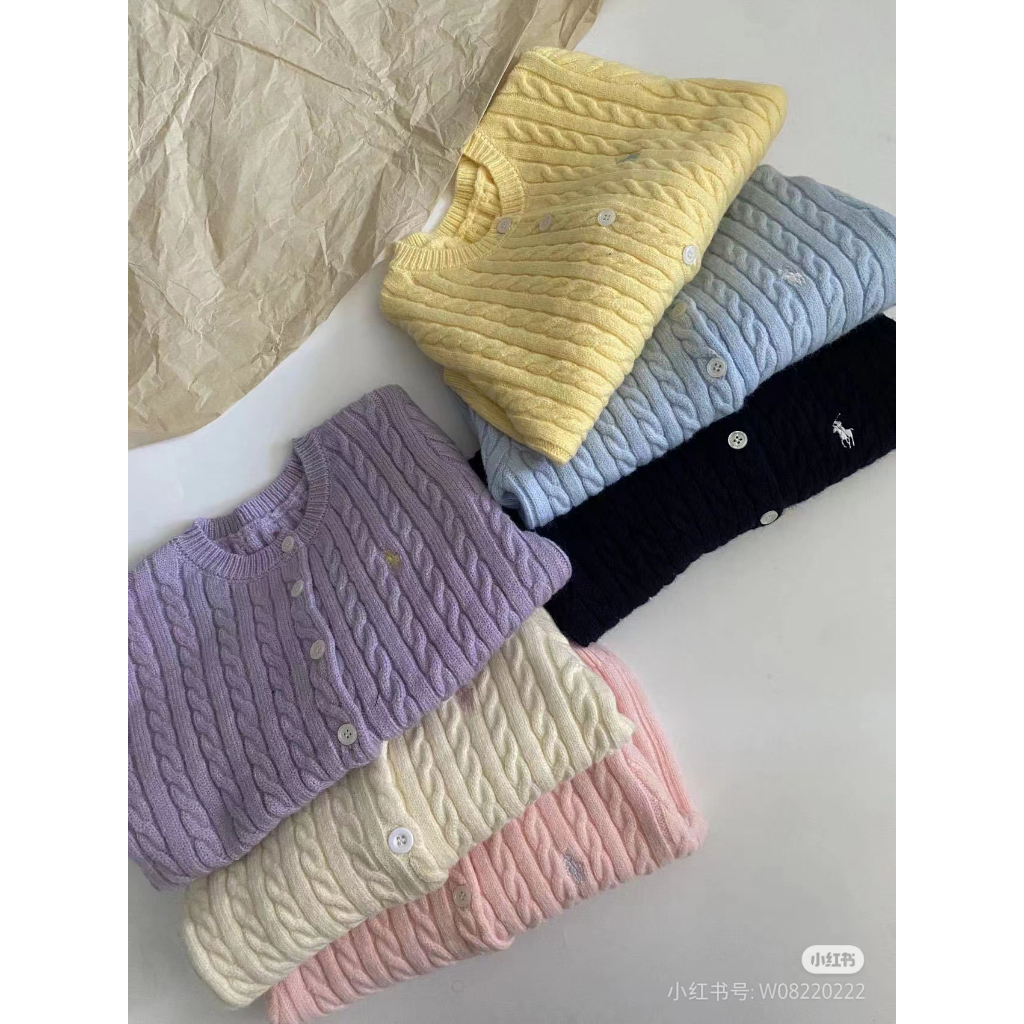 Fashion RL knitted cardigan sweater embroidery long sleeves Round neck ...