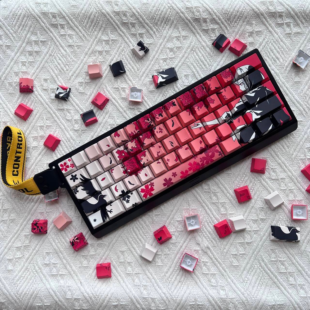 Sakura Raven keycap cherry profile side print PBT Dye-sub keyboard ...