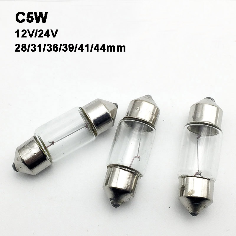 10pcs C5W 12V 24V Halogen Car Light Bulb for License Plate Trunk Makeup ...