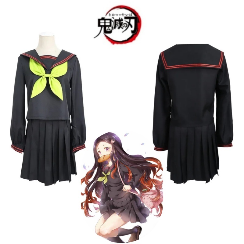 Kamado Nezuko Makomo Cosplay Costume JK School Uniform Sailor Skirt ...