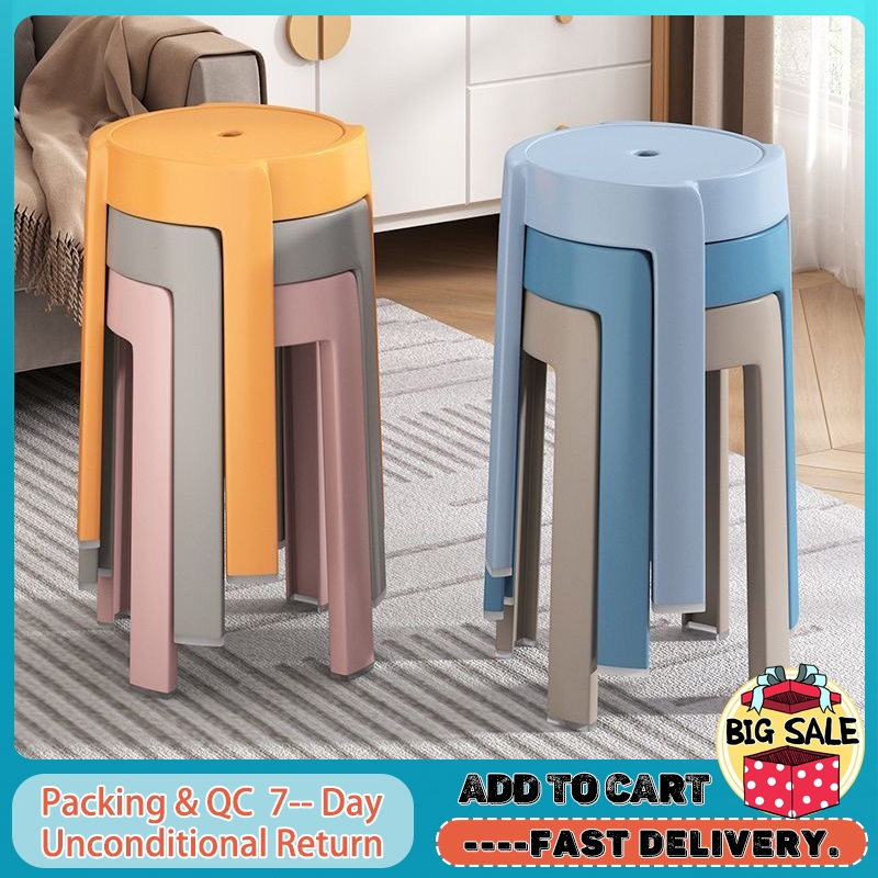 Nordic Style Stackable Monoblock Chair Plastic Stool Thickened Dining ...