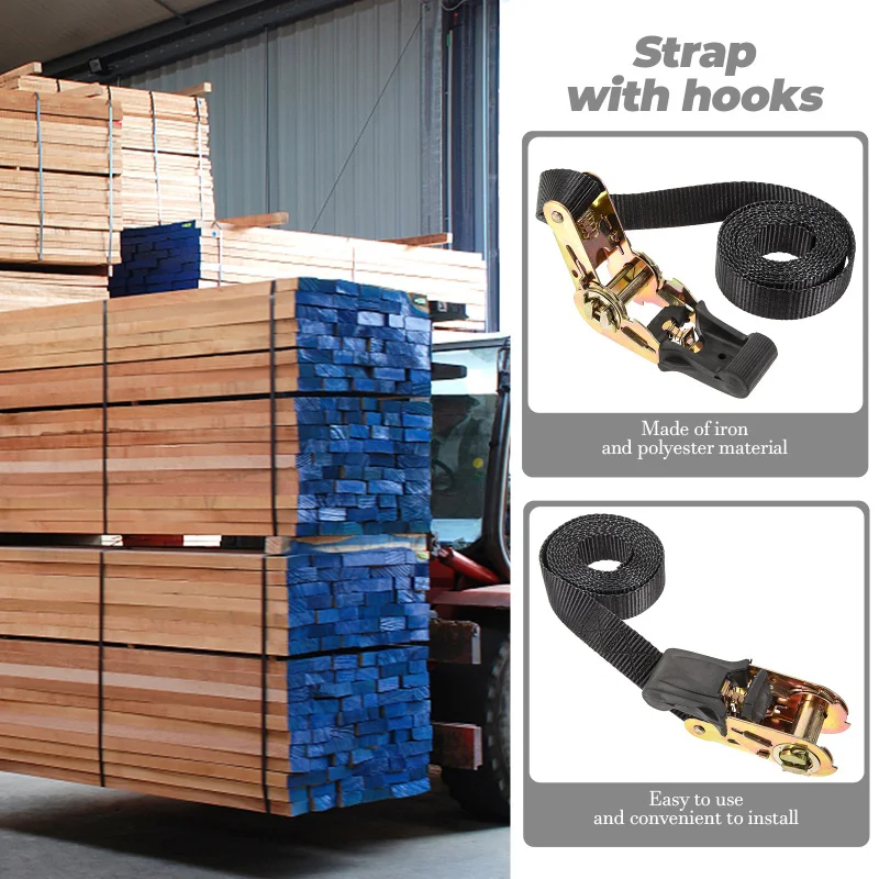 2M-4M x 2.5cm Adjustable Heavy Duty Cargo Strap Lashing Ratchet Cargo ...