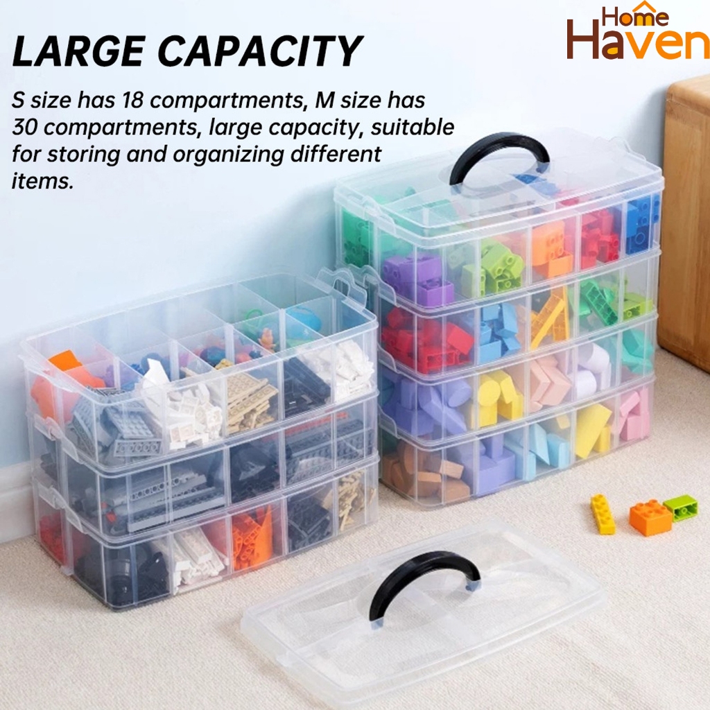 Removable 3-Layer 18/30 Slots Storage Box Stackable Craft blocks Toy ...