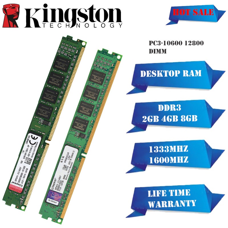 Kingston PC3 RAM DDR3 2GB 4GB 8GB 1333/1600MHz Desktop Memory DIMM ...