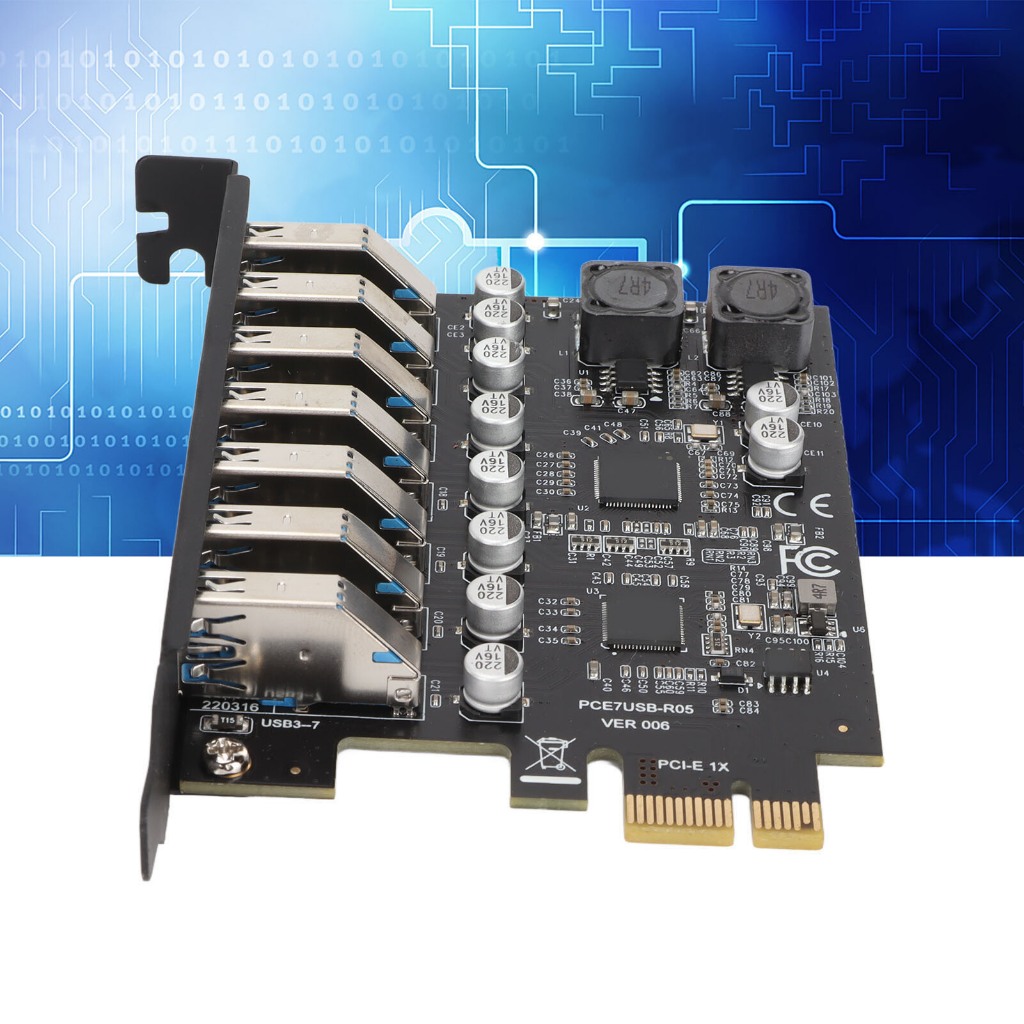 Fun~ 7 Port PCIE Expansion Card 7 Ports USB 3.2 GEN1 5Gbps High Speed ...