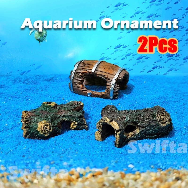 Aquarium Fish tank decoration Log trunk ornament Broken barrel ...