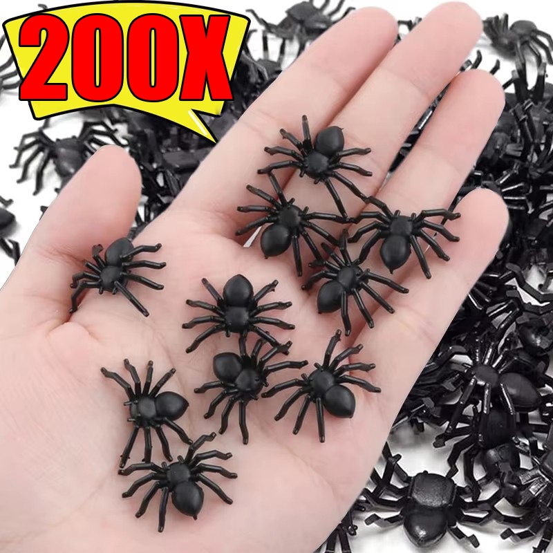 50/100/200Pcs Halloween Mini Spider - Kids Lifelike Insects Prank Toys ...