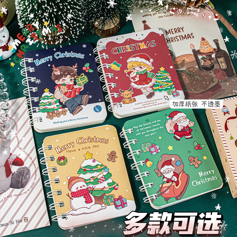 A7 Christmas Coil Notebook 80 Sheets Notepad Cute Cartoon Portable ...