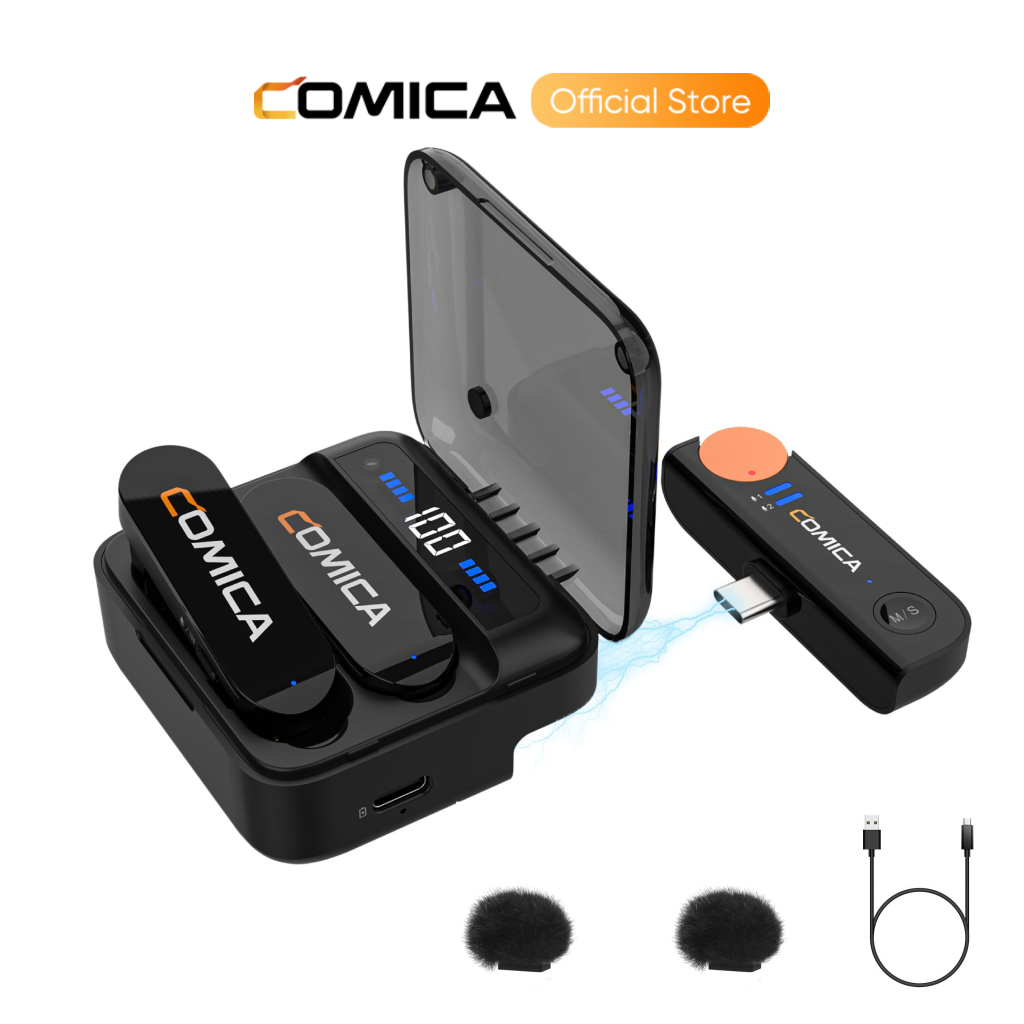 COMICA Vimo S Wireless Lavalier Microphone for Android iPhone Osmo Action 3 with Noise ...