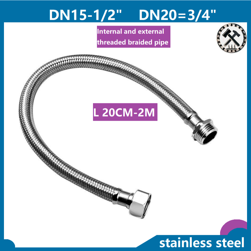 【KH】1/2" 3/4" Inner and outer wire hose extended extension pipe SUS304 ...