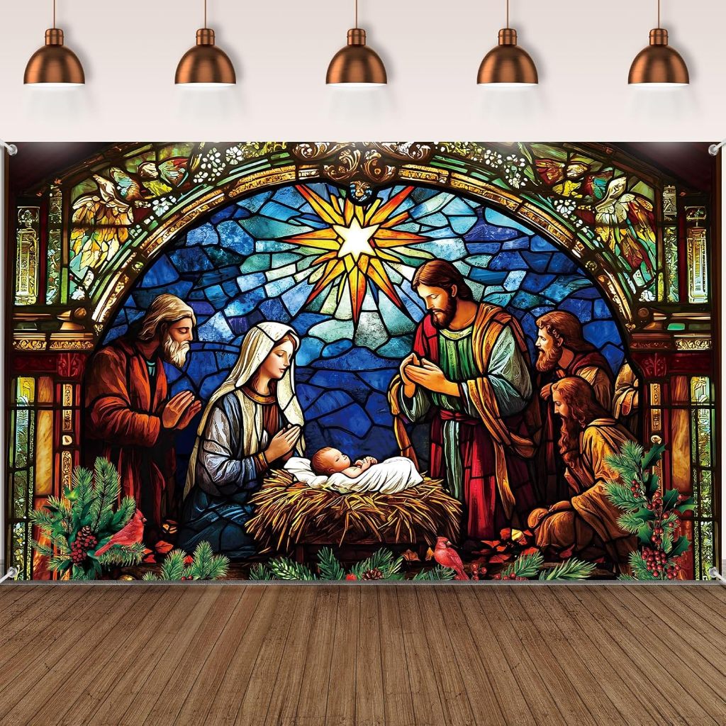 Christmas Decoration banner Christmas Religious Backdrop Holy Nativity ...