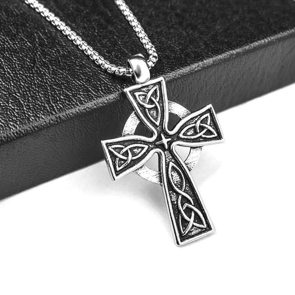 Fashion European American Personality Retro Cross Necklace Trend Hip ...