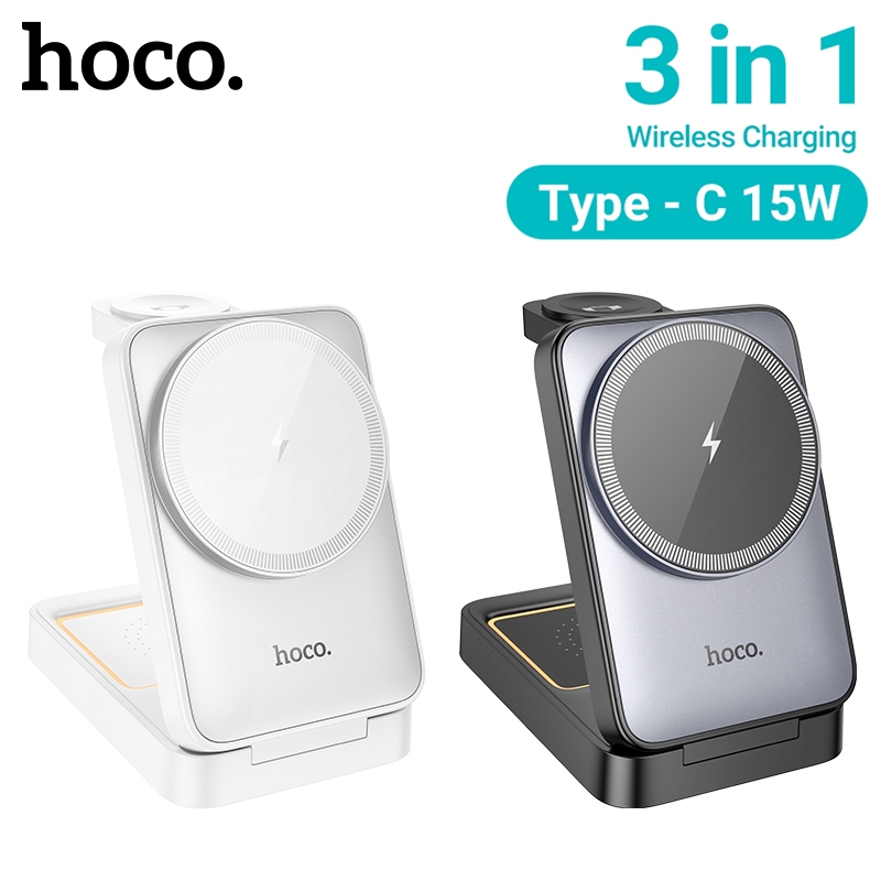 HOCO CQ21 Wireless Charger 3in1 Magnetic Wireless Charging Stand 15W Qi ...