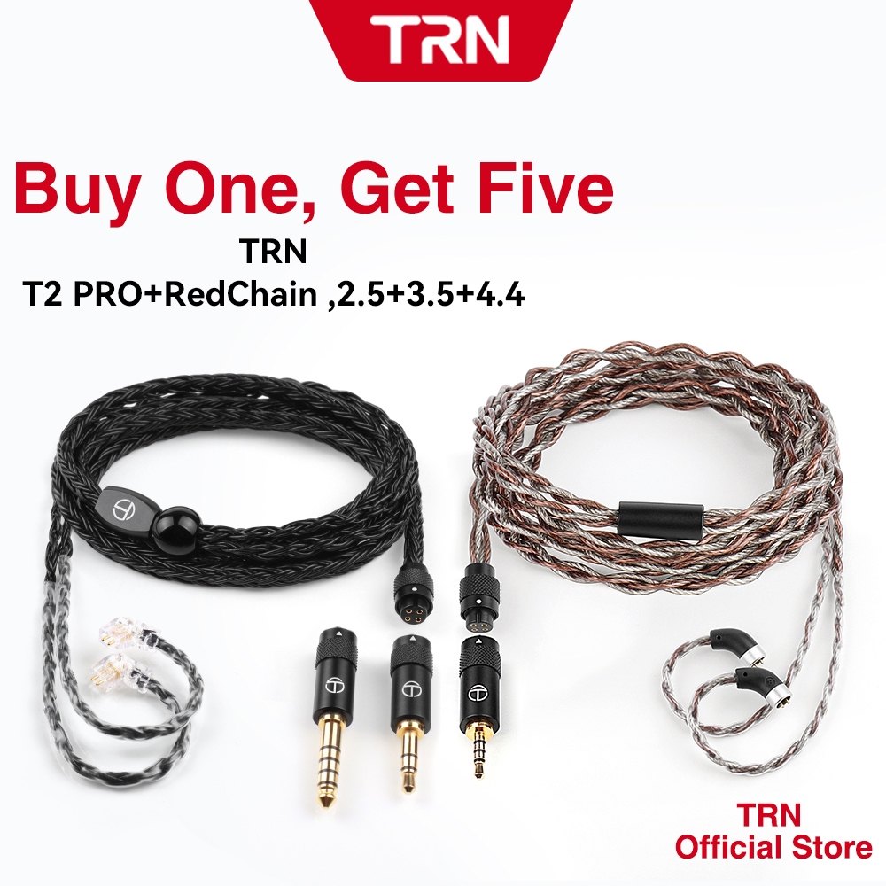 TRN T2 Pro+RedChain Earphones Cable 2.5+3.5+4.4 Plug 5-in-1 For TRN KZ QKZ SIMGOT CCA TFZ FiiO ...