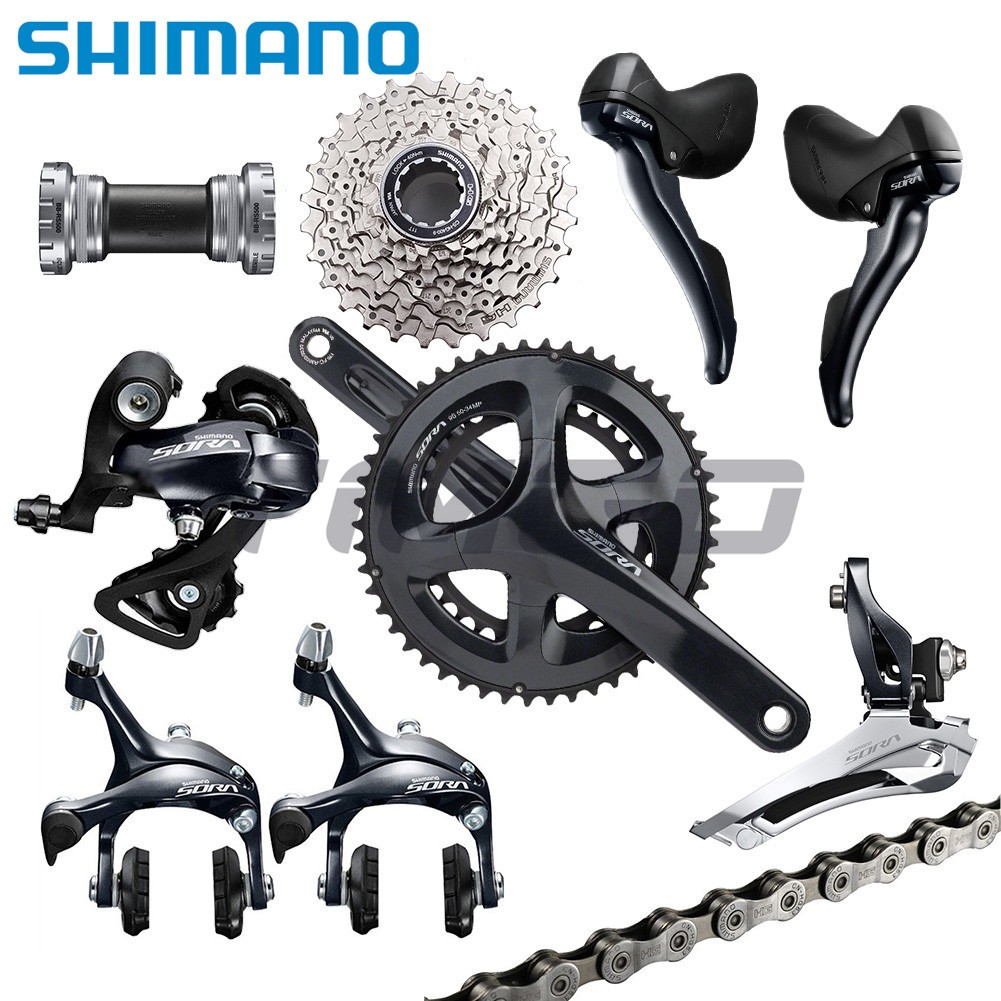 Shimano Sora R3000 Road Bike 2×9 Speed Groupset FC-R3000 Crankset BB ...