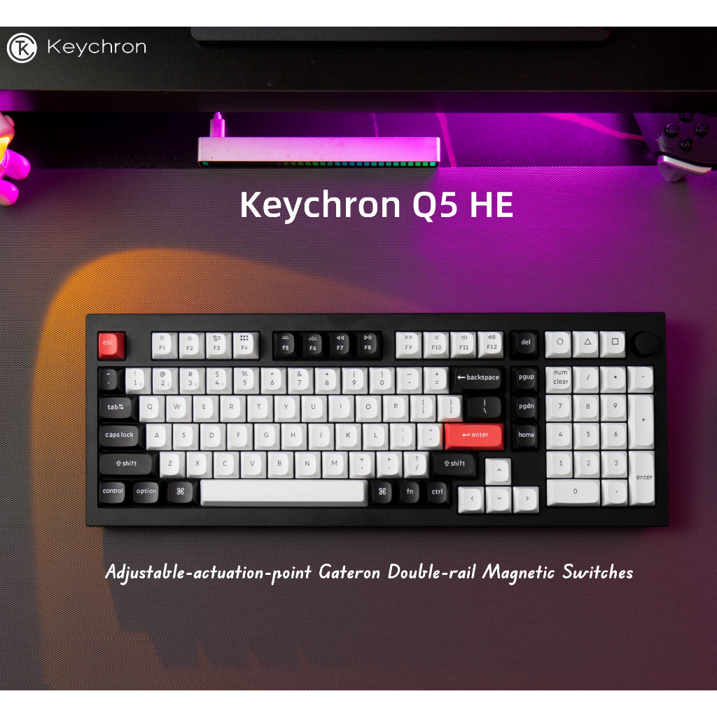 Keychron Q5 HE QMK Wireless Custom Keyboard Hall Effect Gateron double ...