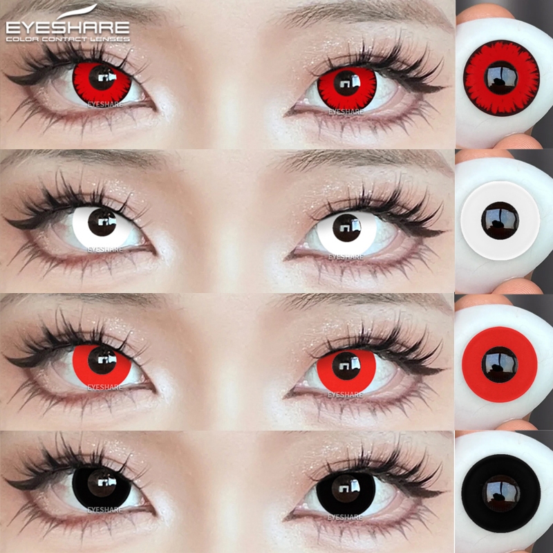 Eyeshare 1 Pair Colored Contact Lens Halloween Red Eye White Eyes 14 ...