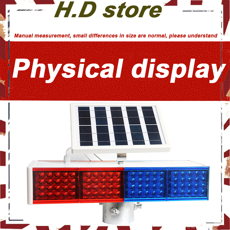 Red and bule solar warning strobe lights road traffic safety flash lights night construction ...