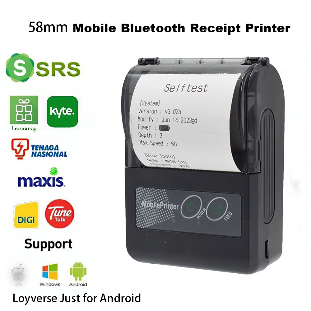 High Quality 58mm Supports USB+Bluetooth Mobile Printer No Ink Portable ...