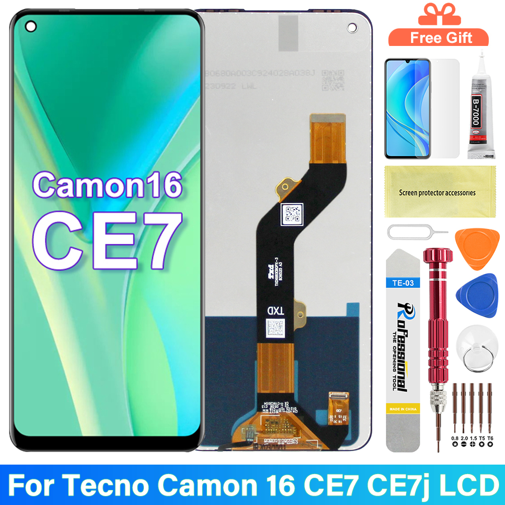 For Tecno Camon 16 Ce7 Ce7j Lcd Display Digitizer Touch Screen With