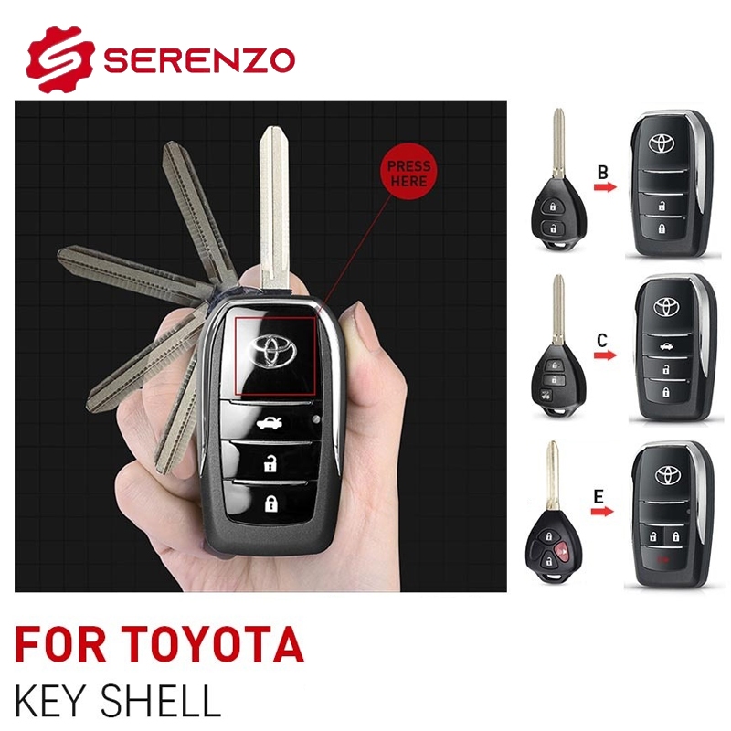 Toyota Flip Key Cover Remote Shell Replacement Case Car Folding ...