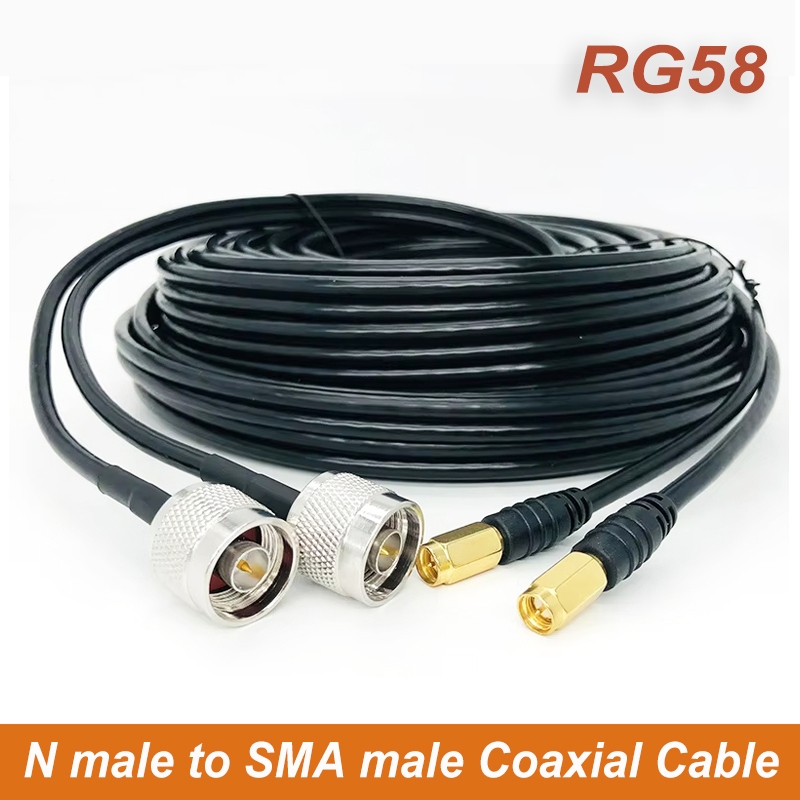 RG58 50ohm Low Loss 2*15m/20m/30m Double Coaxial Cable N Male to SMA Male for Dual Polarization ...