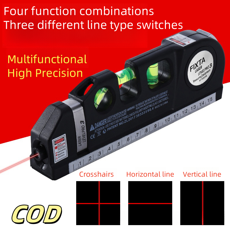 【Free Gifts】Laser Level Aligner Horizon Vertical Line Measure Tape Ruler Multipurpose Metric ...