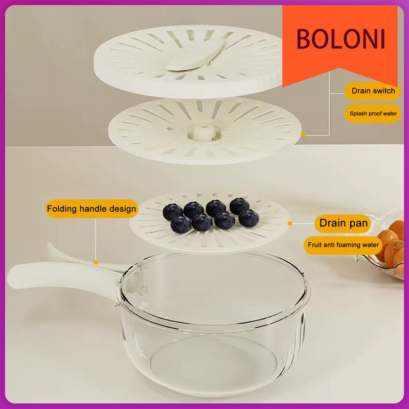 Fruit Drain Basket with Lid Foldable Handle Fruit Strainer Colander ...