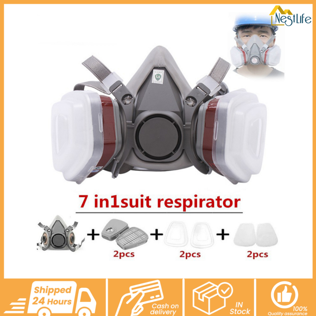 6200 Half Face Painting Spraying Respirator Gas Mask 7 In 1 Suit Safety ...