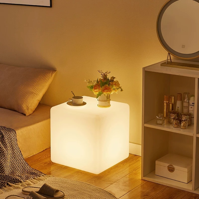 Cube Floor Lamp Bedroom Decoration Standing Light Plug-In Chair Light ...