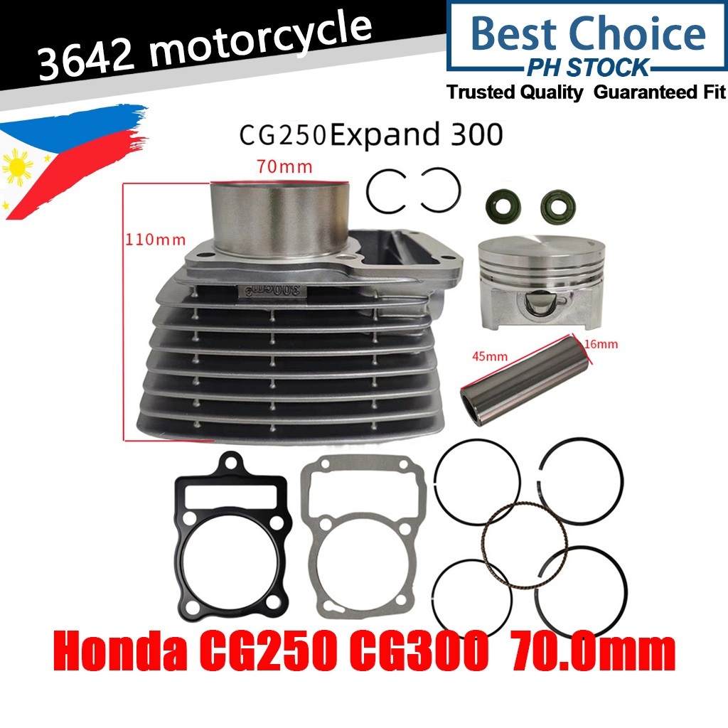 Motorcycle 70mm Big Bore Cylinder piston Kit For CG250 kry200 ssx200 ...