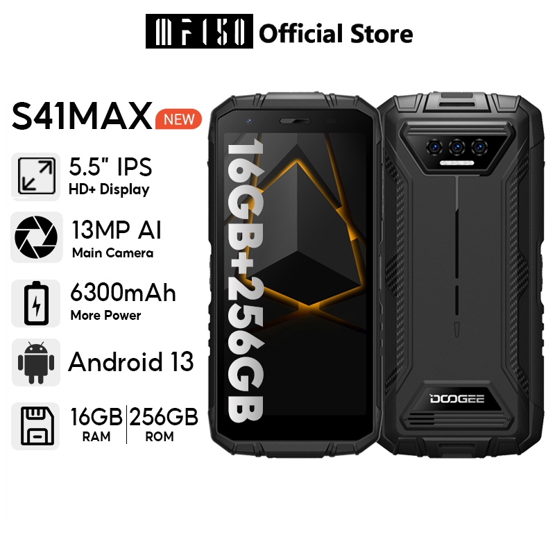 DOOGEE S41 MAX 16GB+256GB 6300mAh Mobile 5.5” IPS Screen 13MP Android 13 T606 NFC OTG 4G ...