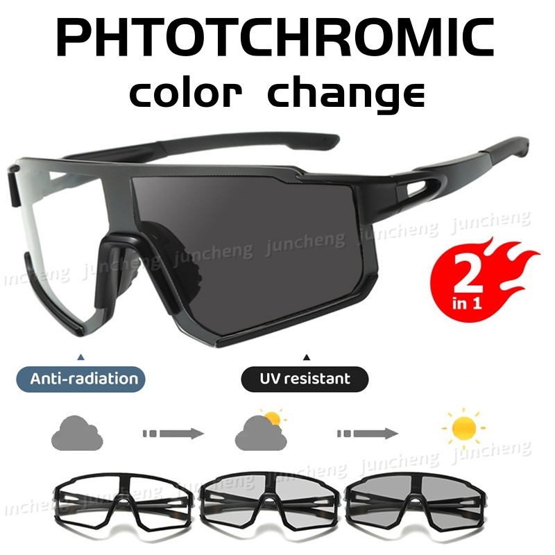 Outdoors Photochromic Cycling Sunglasses For Men Women Sports Running Biking Windbreak Goggles ...