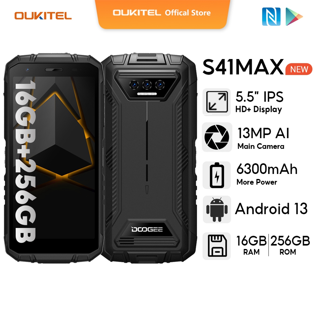 OUKITEL Doogee S41 MAX 16GB+256GB 6300mAh Mobiles 5.5” IPS Screen 13MP ...