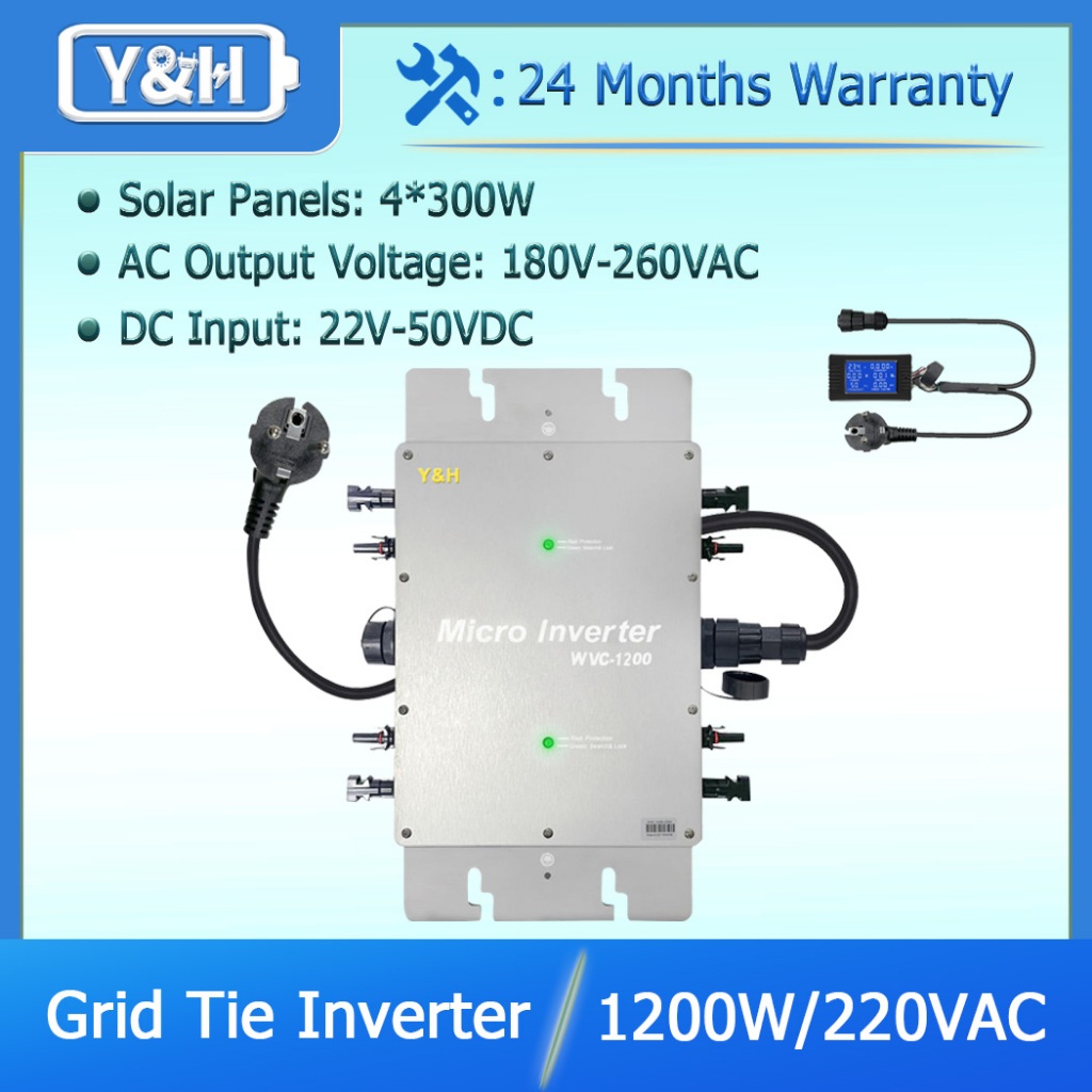 Y&H 1200W Solar Grid Tie Micro Inverter Waterproof IP65 MPPT DC28-50V ...