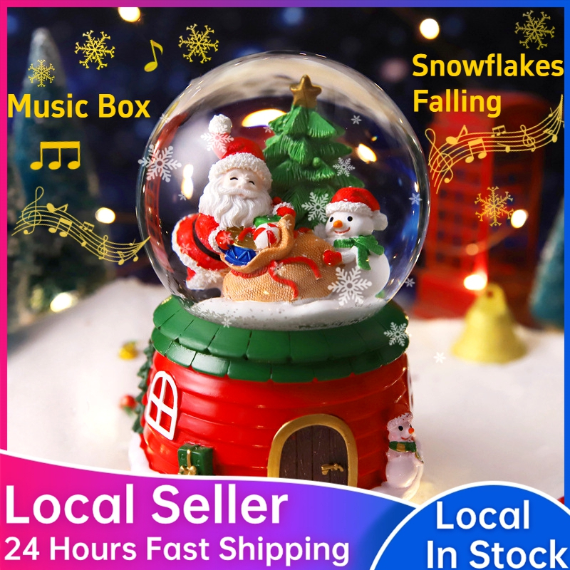 Santa Crystal Ball Light Music Box Girl Heart Decoration Birthday ...