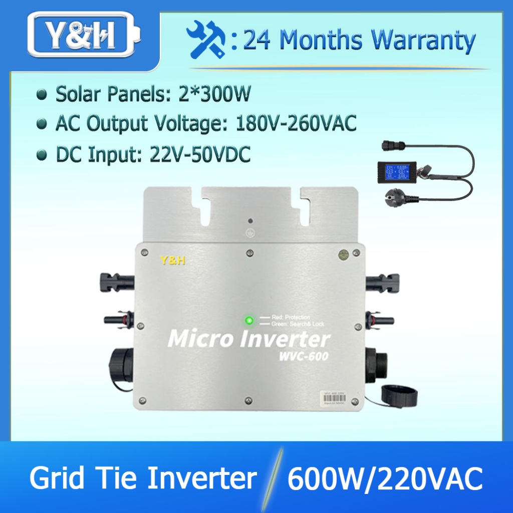Y&H 600W Solar Grid Tie Micro Inverter Waterproof IP65 MPPT DC28-50V PV ...