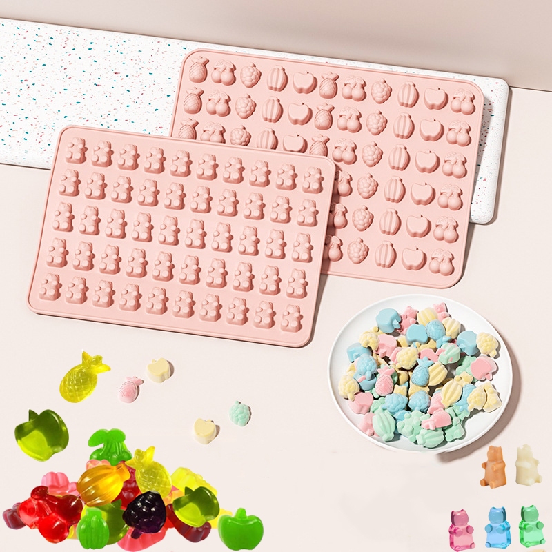 Mini Fruit Snack Gummy Bear Molds Silicone, Gummy Molds Trays with ...