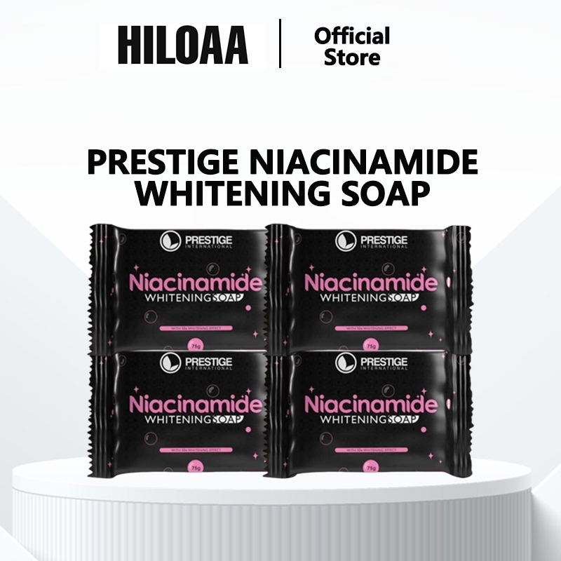 4PCS PRESTIGE NIACINAMIDE 10x WHITENING SOAP Skin Repair Moisturizing ...