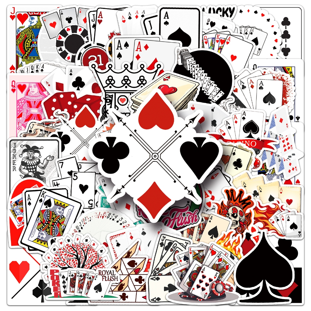 Funny 50 Piece Poker Cards Stickers Waterproof DIY For Phones Laptop ...