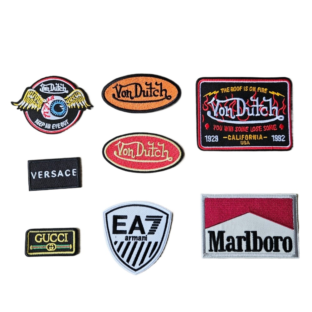 Custom Luxury Brand Logo Embroidery Iron On Patches Clothes Velcro Hats ...