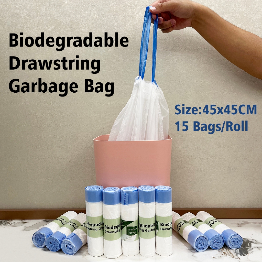 Biodegradable Drawstring Garbage Bag Disposable Trash Pouch Kitchen ...