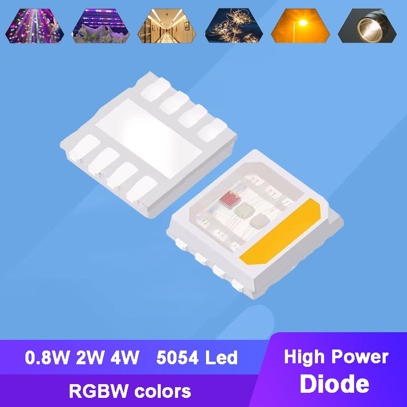 10pcs 3V 5054 RGBW Red Green Blue White LED Diode Bead Light | Shopee ...